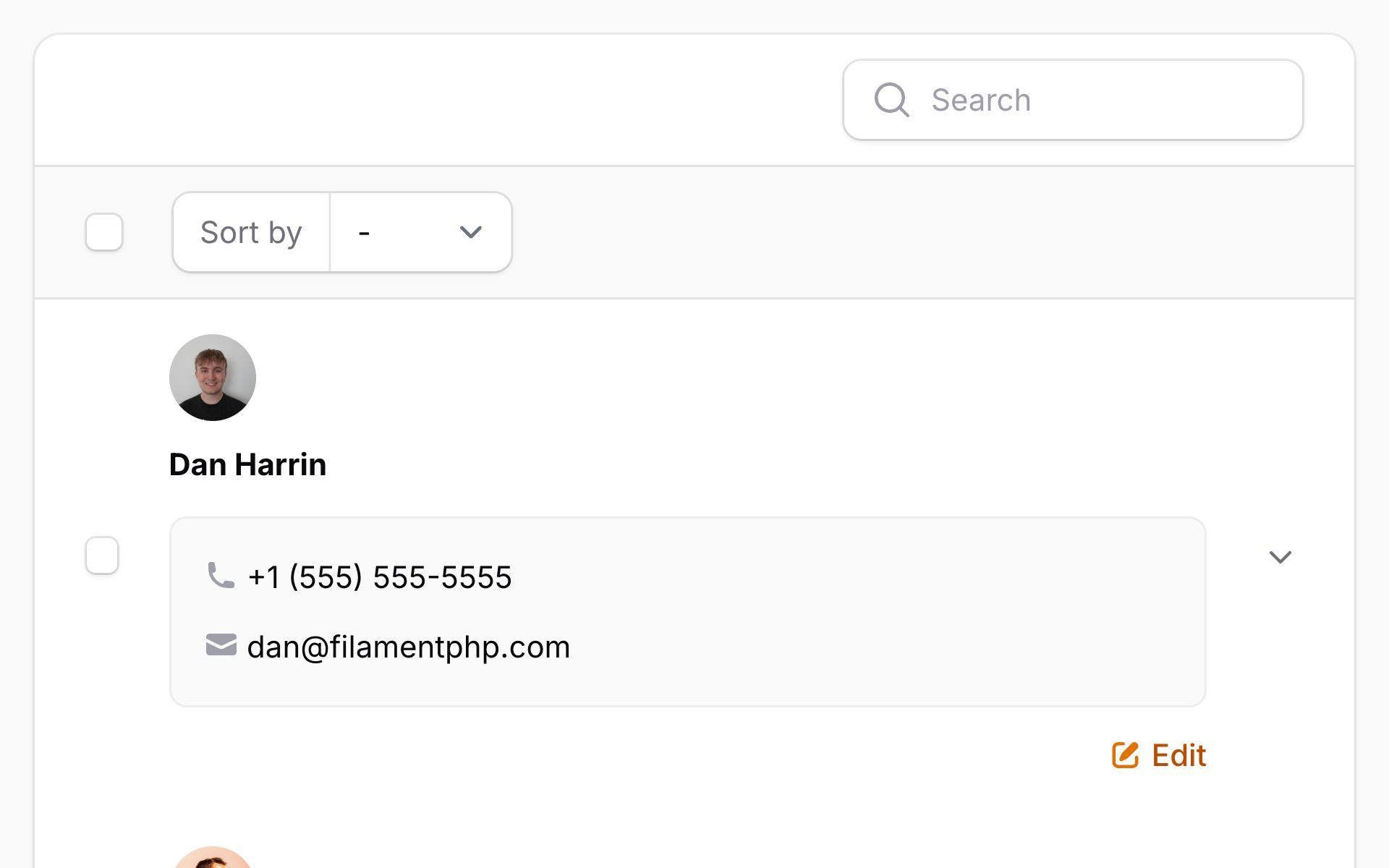 Layout - Tables - Filament