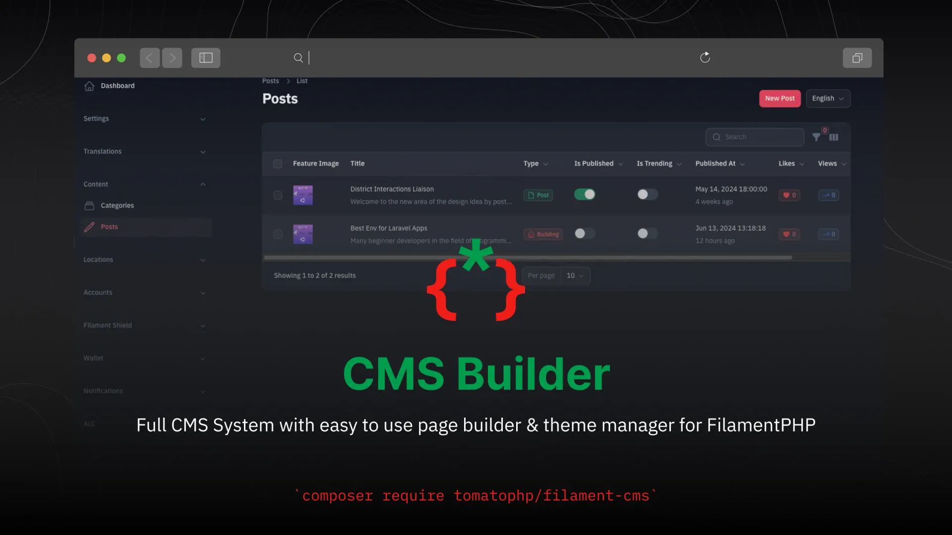 CMS Builder by Fady Mondy - Filament