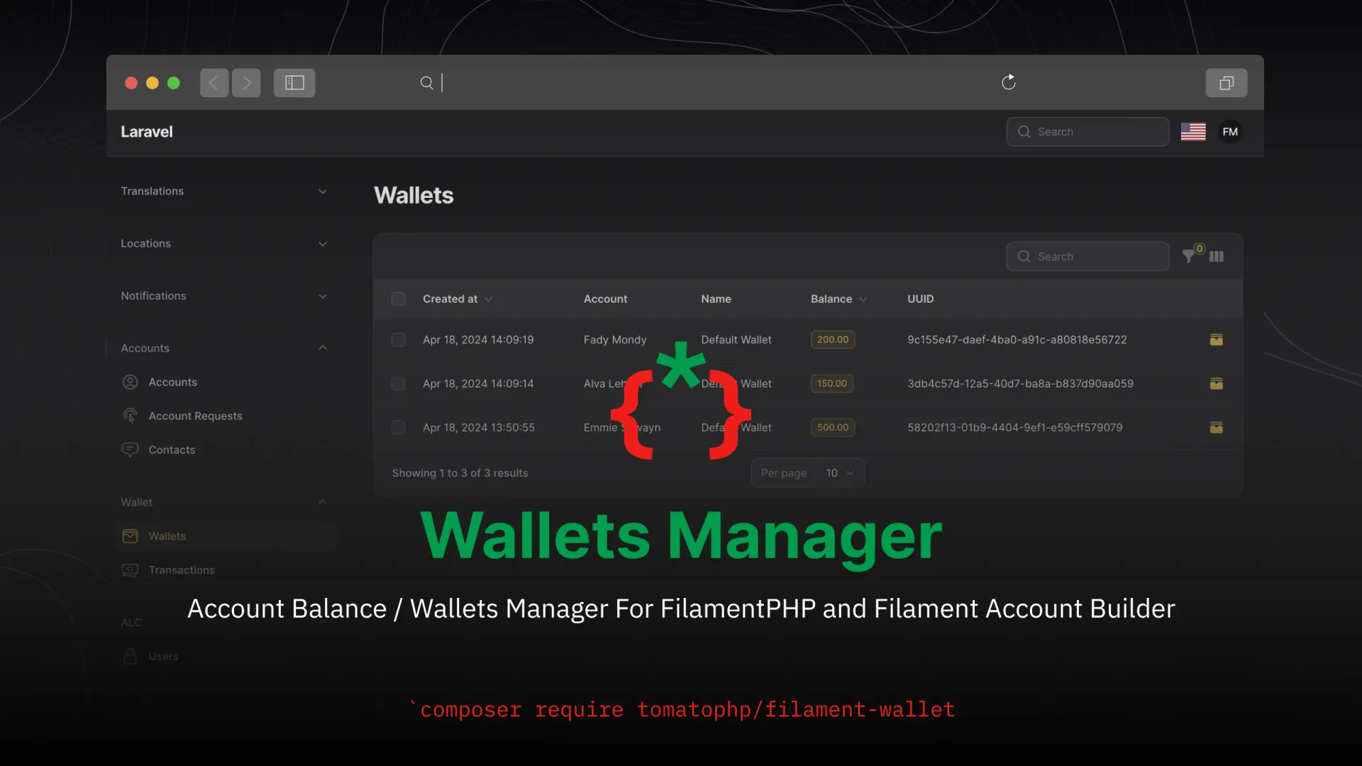 Wallets Manager by Fady Mondy - Filament