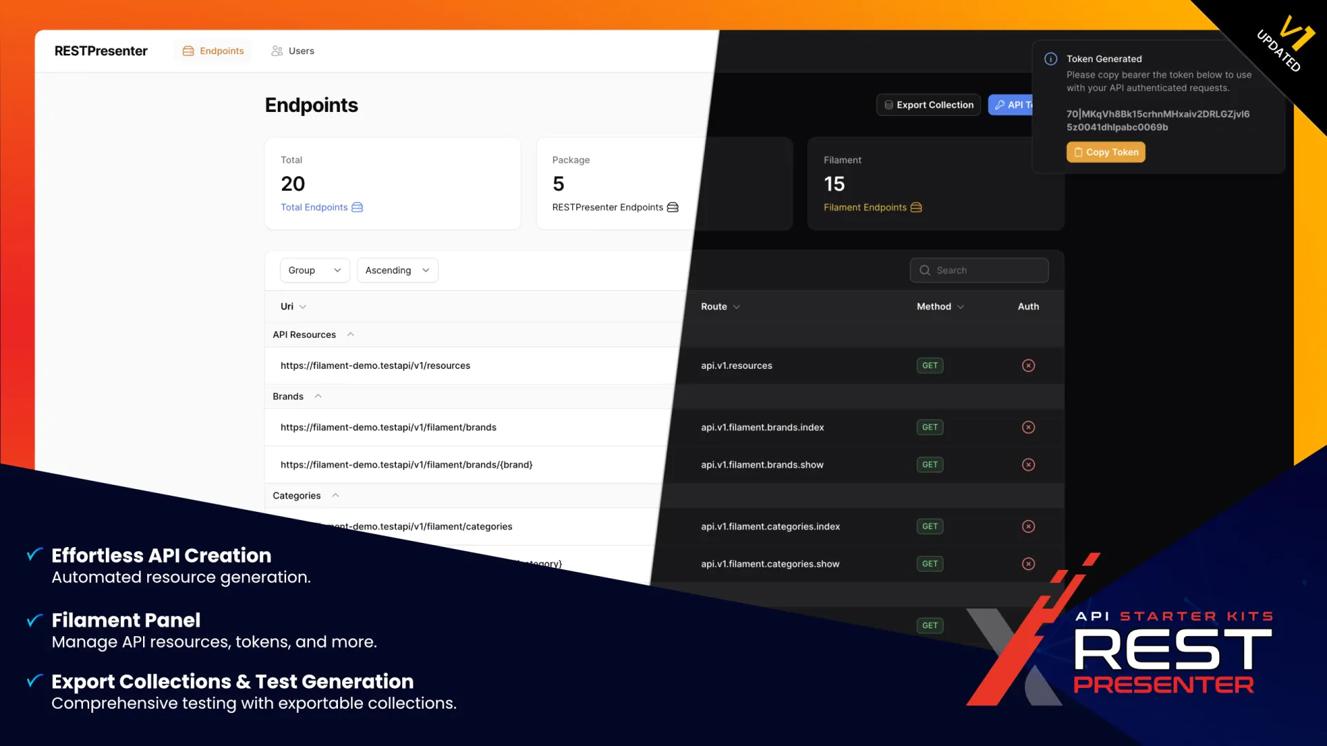 RESTPresenter API Starter Kit by Adam Lee - Filament