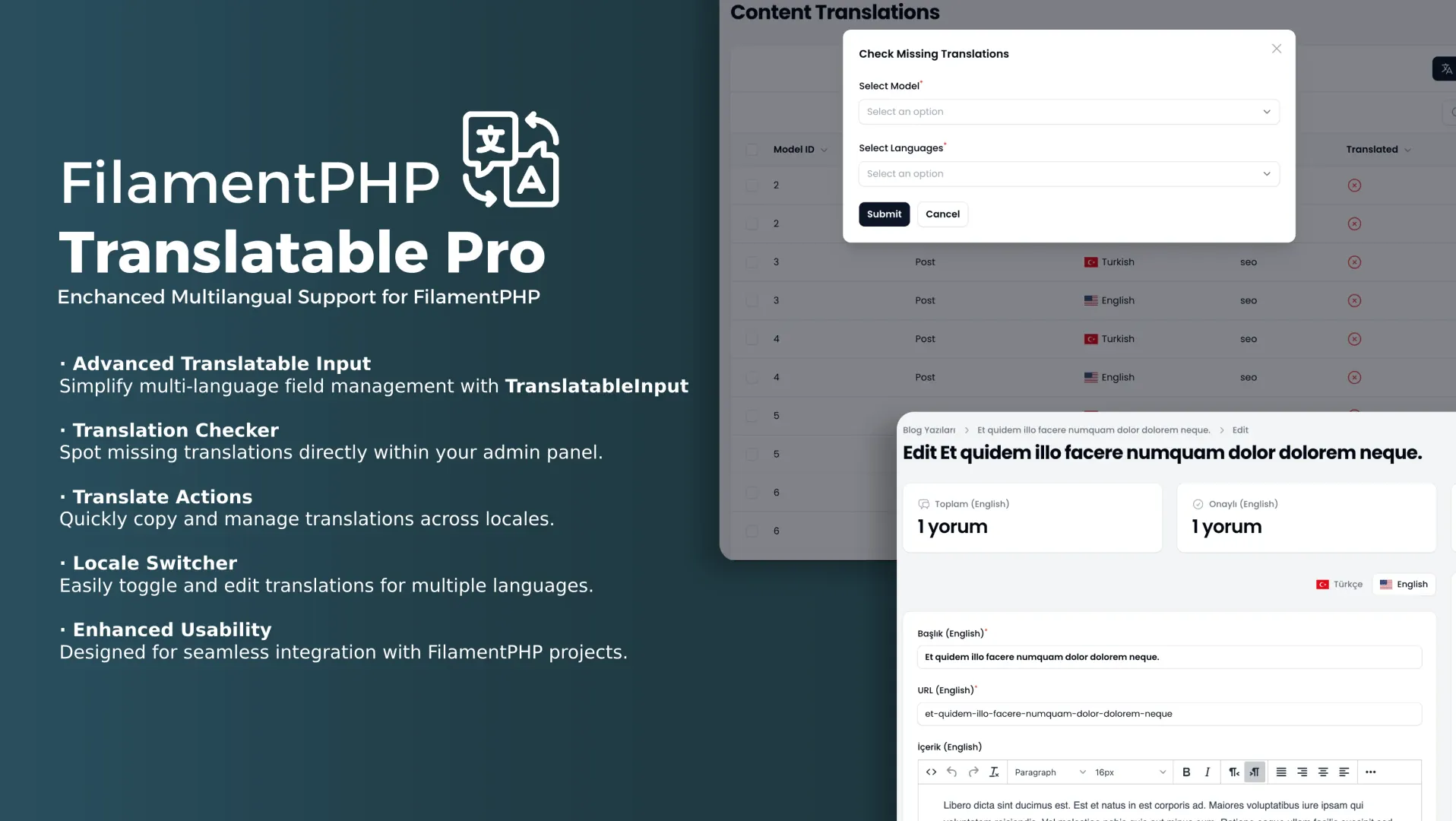 Translatable Pro by Azad Furkan ŞAKAR - Filament