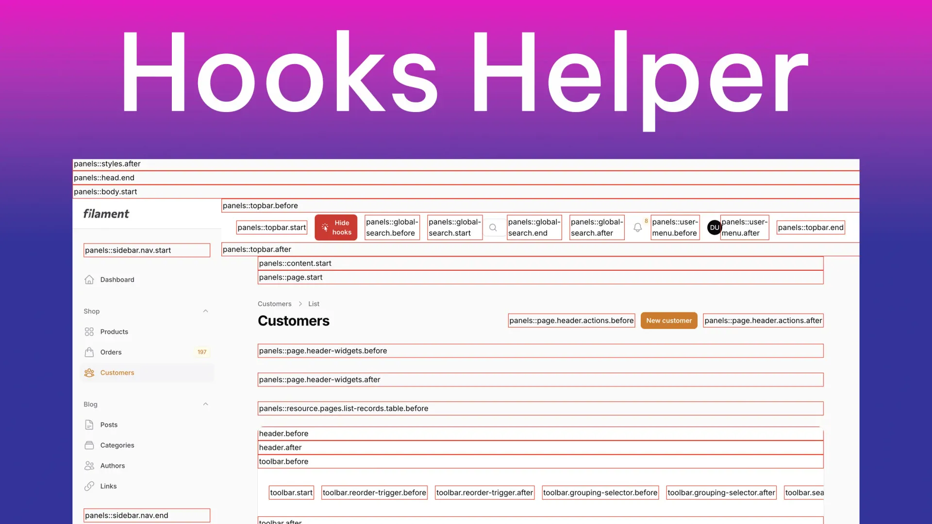 Hooks Helper by AgenceTwogether - Filament