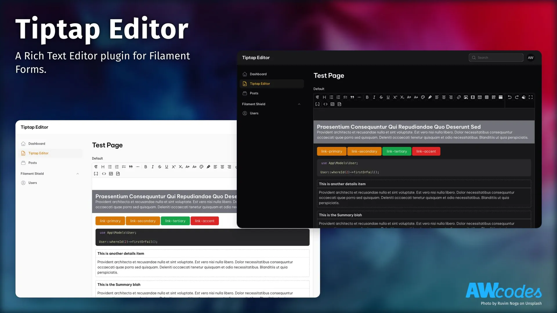 Tiptap Editor By Adam Weston Filament 
