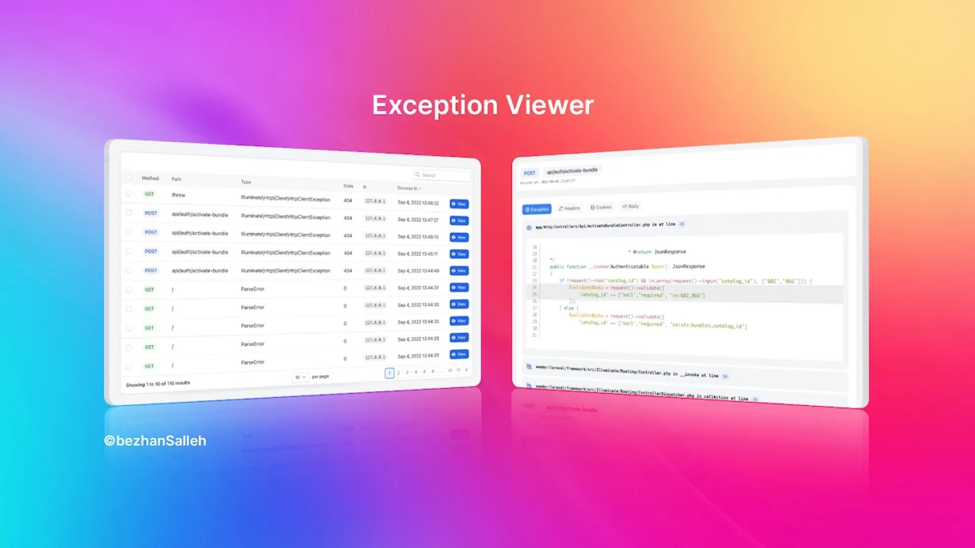 Exception Viewer by Bezhan Salleh - Filament