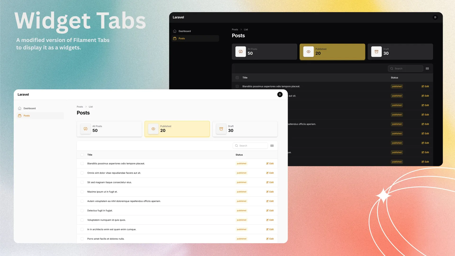 Widget Tabs by Data Shkubuliani - Filament