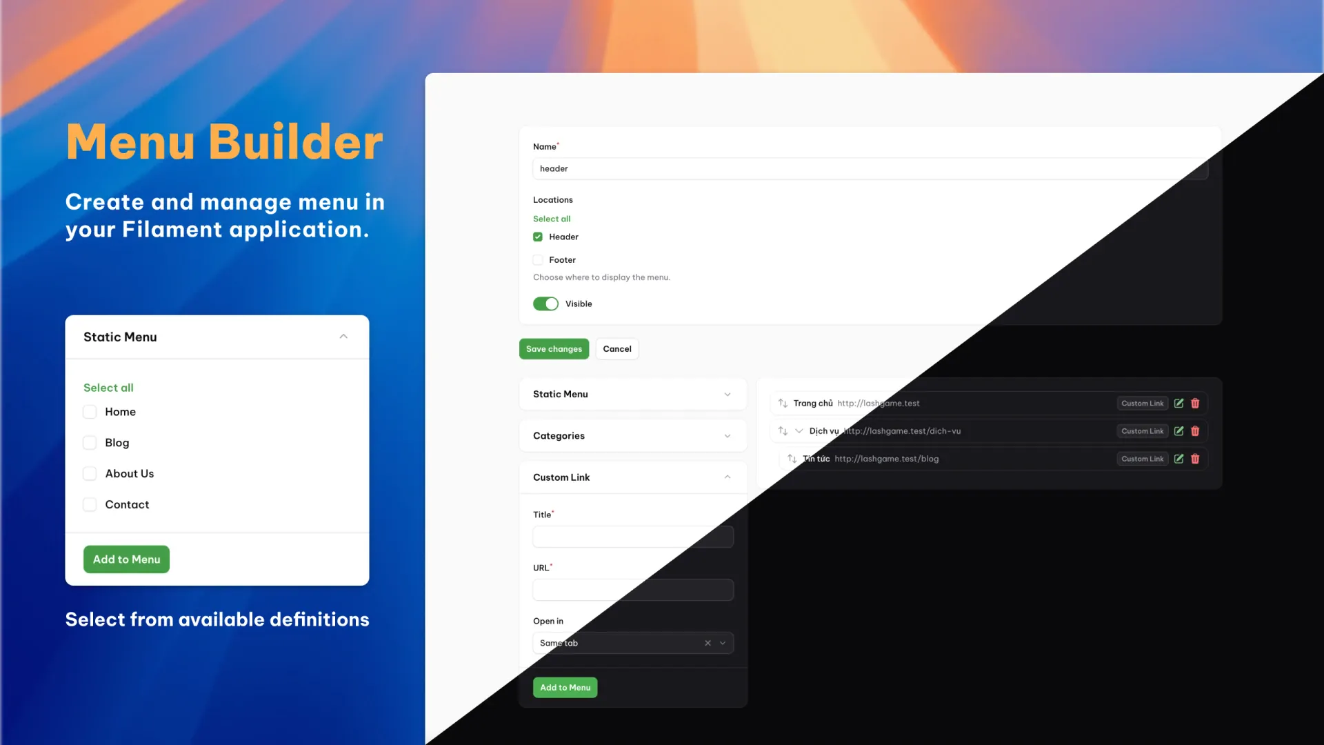Menu Builder by Ngô Quốc Đạt - Filament