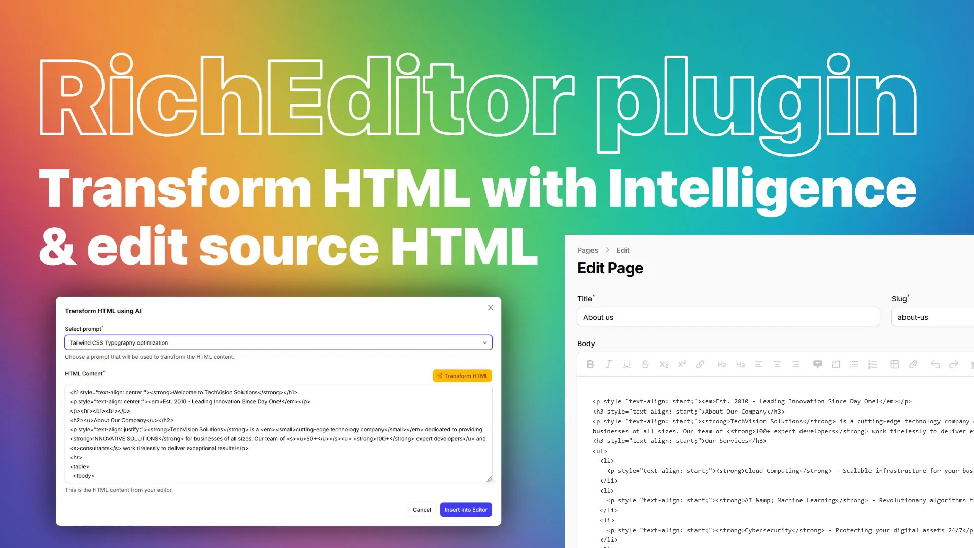 Rich Editor HTML Source with AI by Grzegorz Adamczyk - Filament