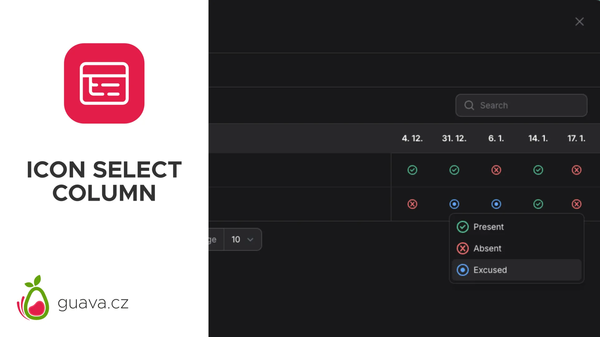 Icon Select Column by Guava - Filament