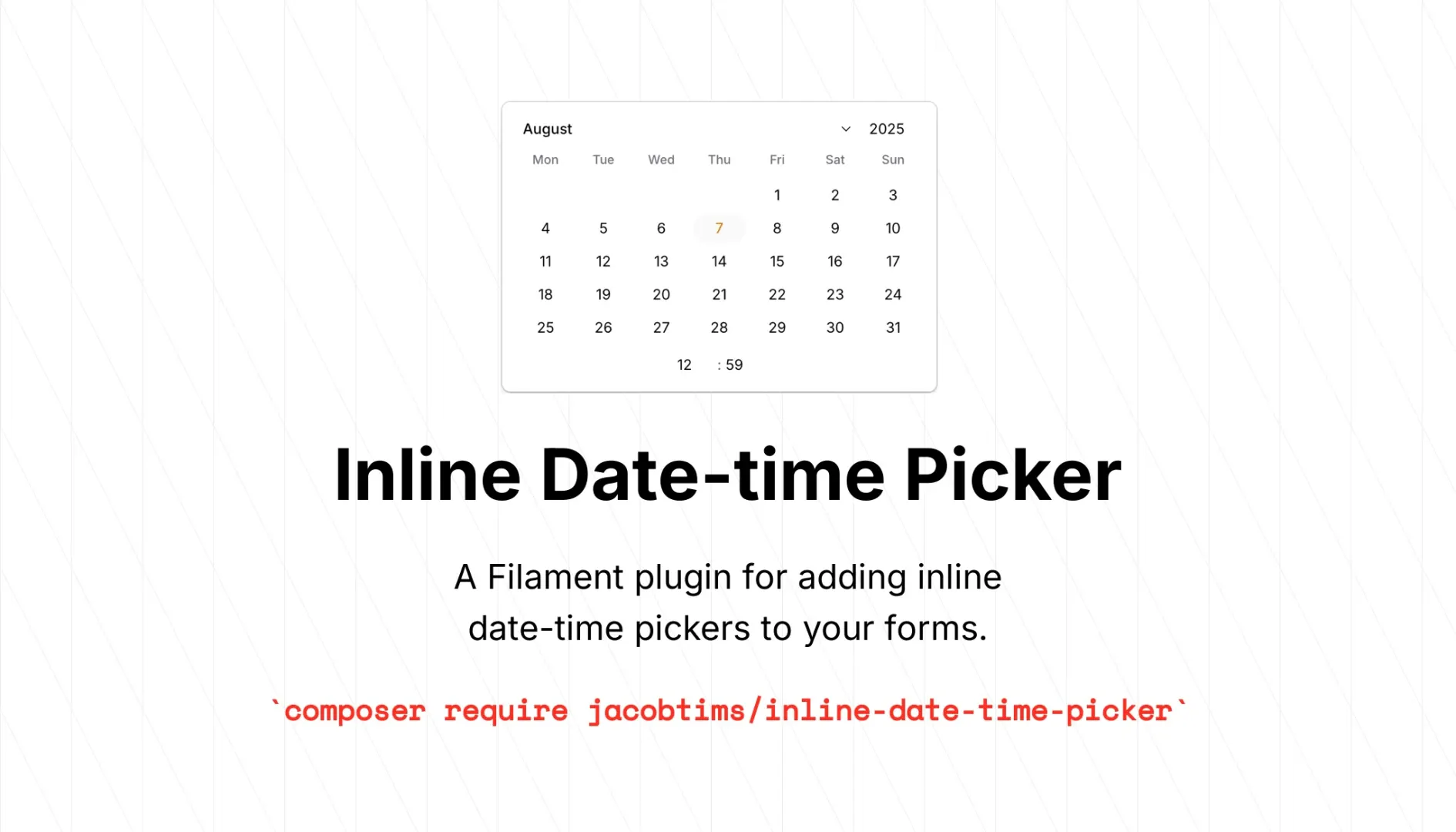 Inline Date-Time Picker by Jacobtims - Filament