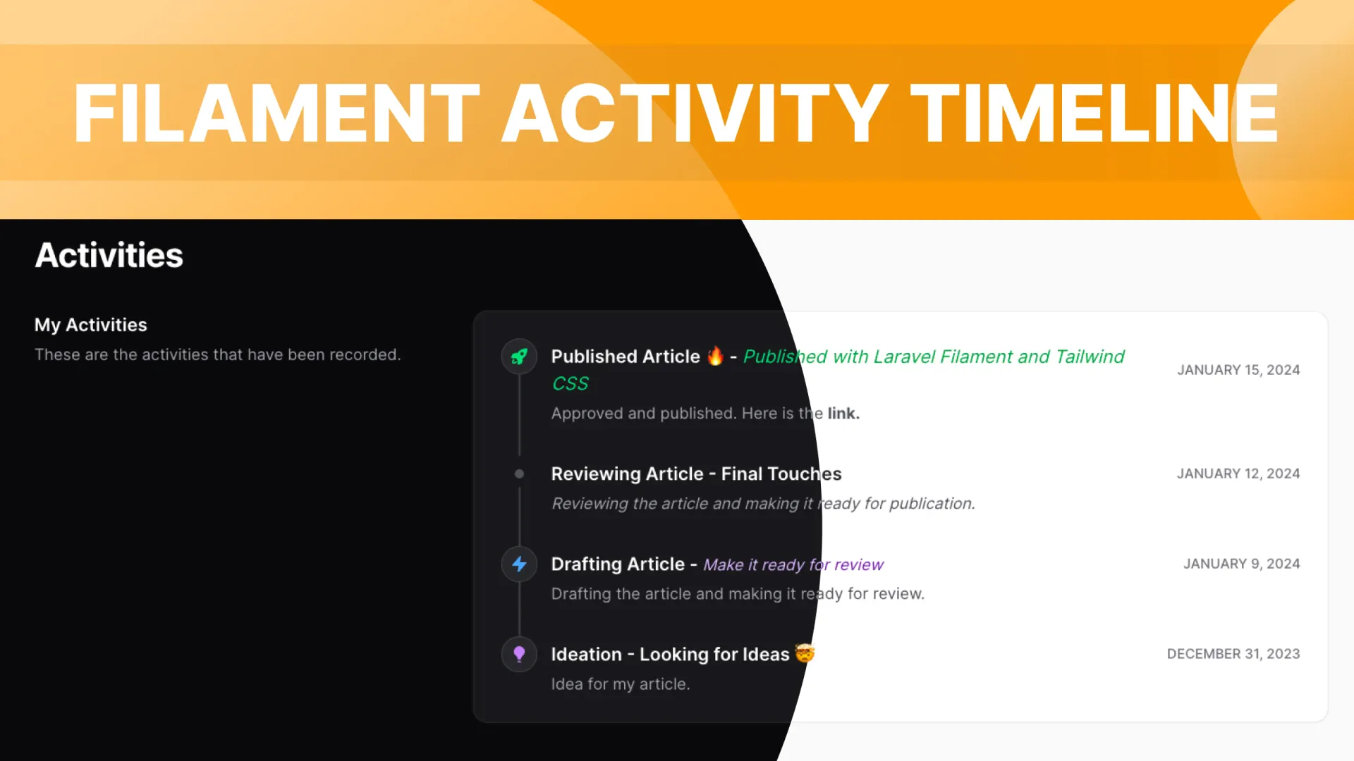 Activity Timeline by Jay-Are Ocero - Filament