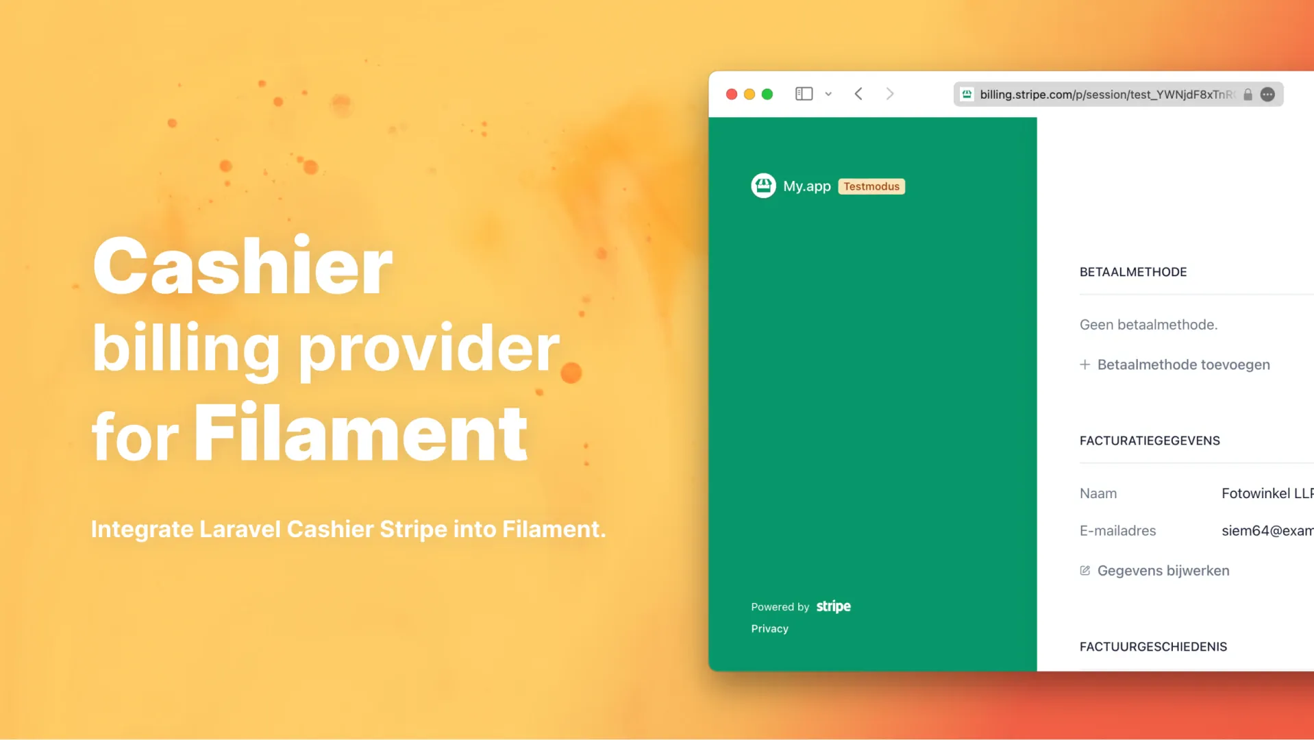 Cashier Billing Provider by Maarten Paauw - Filament
