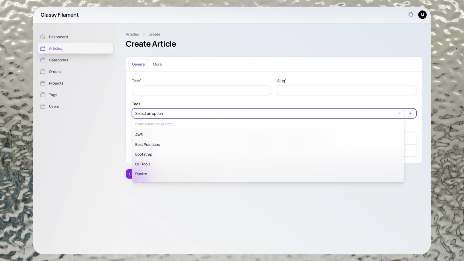 Glassy Theme by Matilde Enevoldsen - Filament