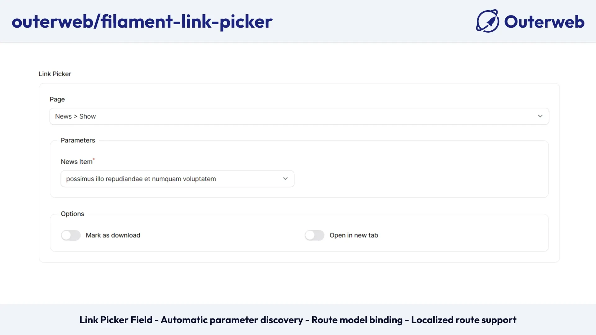 Link Picker Field by Outerweb - Filament