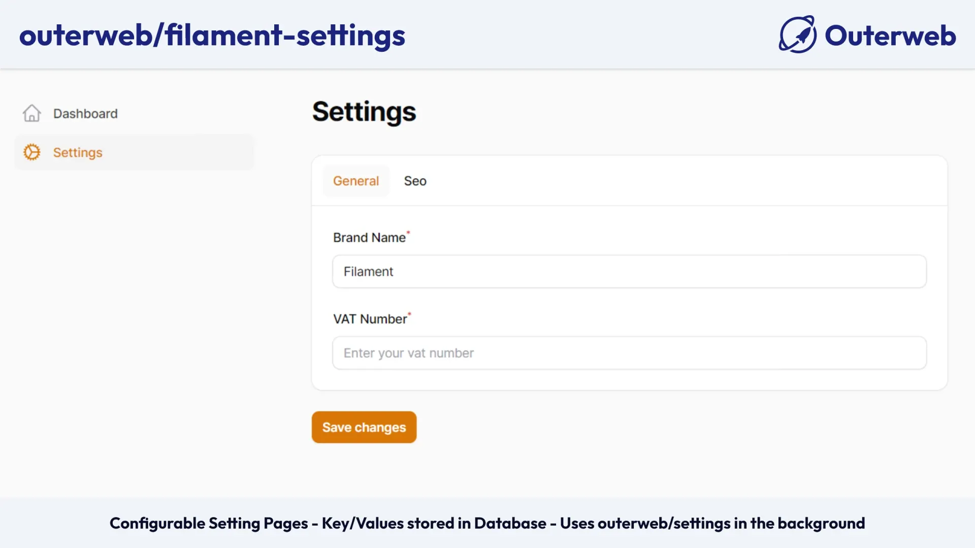 Settings by Outerweb - Filament