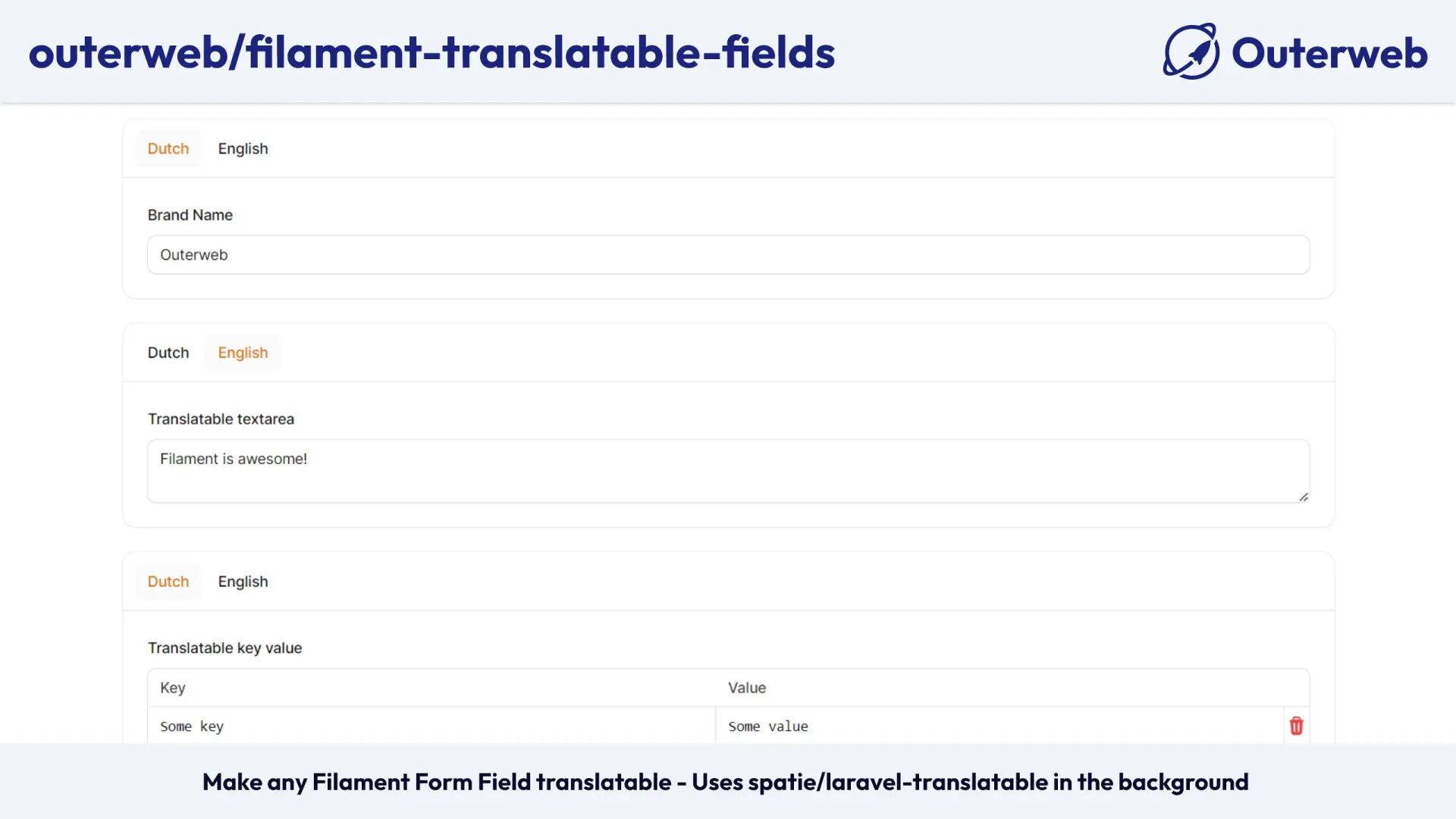 Translatable Fields by Outerweb - Filament