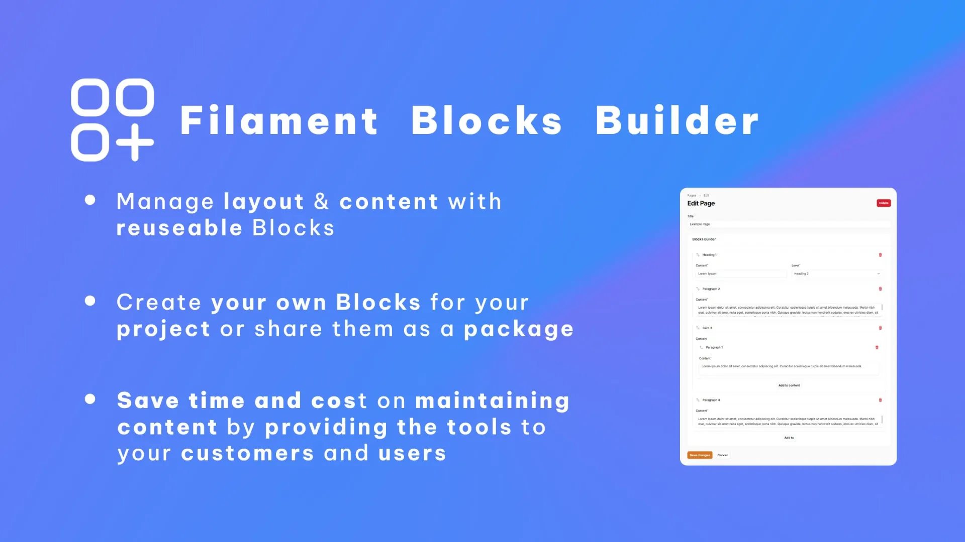 Blocks Builder by Patrick Henninger - Filament
