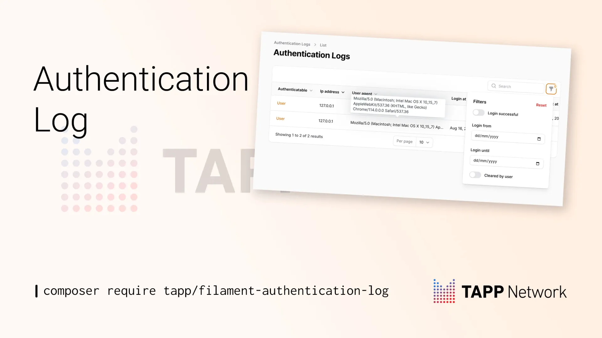 Authentication Log by Tapp Network - Filament Authentication Log by Tapp Network - Filament