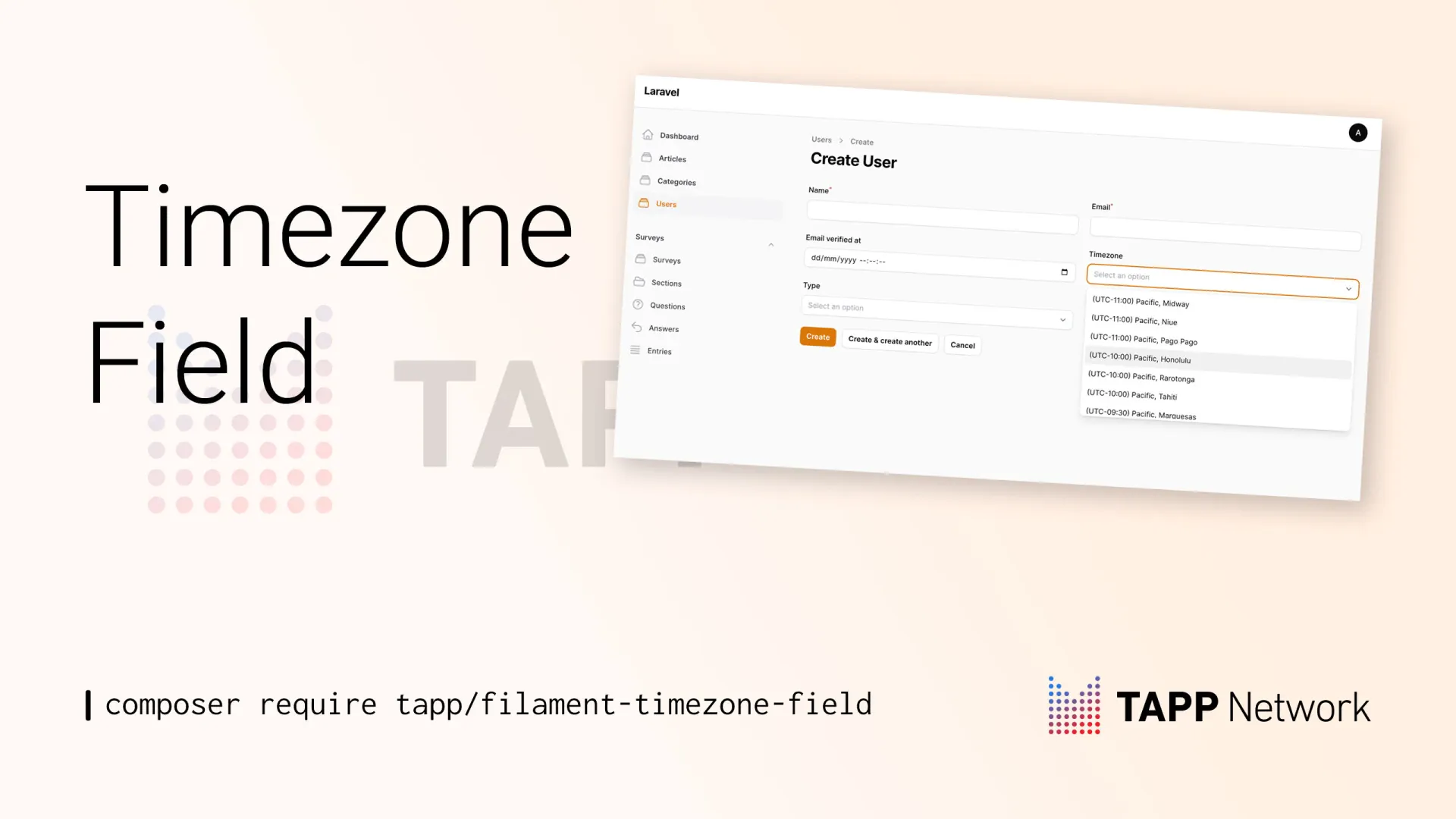 Timezone Field by Tapp Network - Filament Timezone Field by Tapp Network - Filament