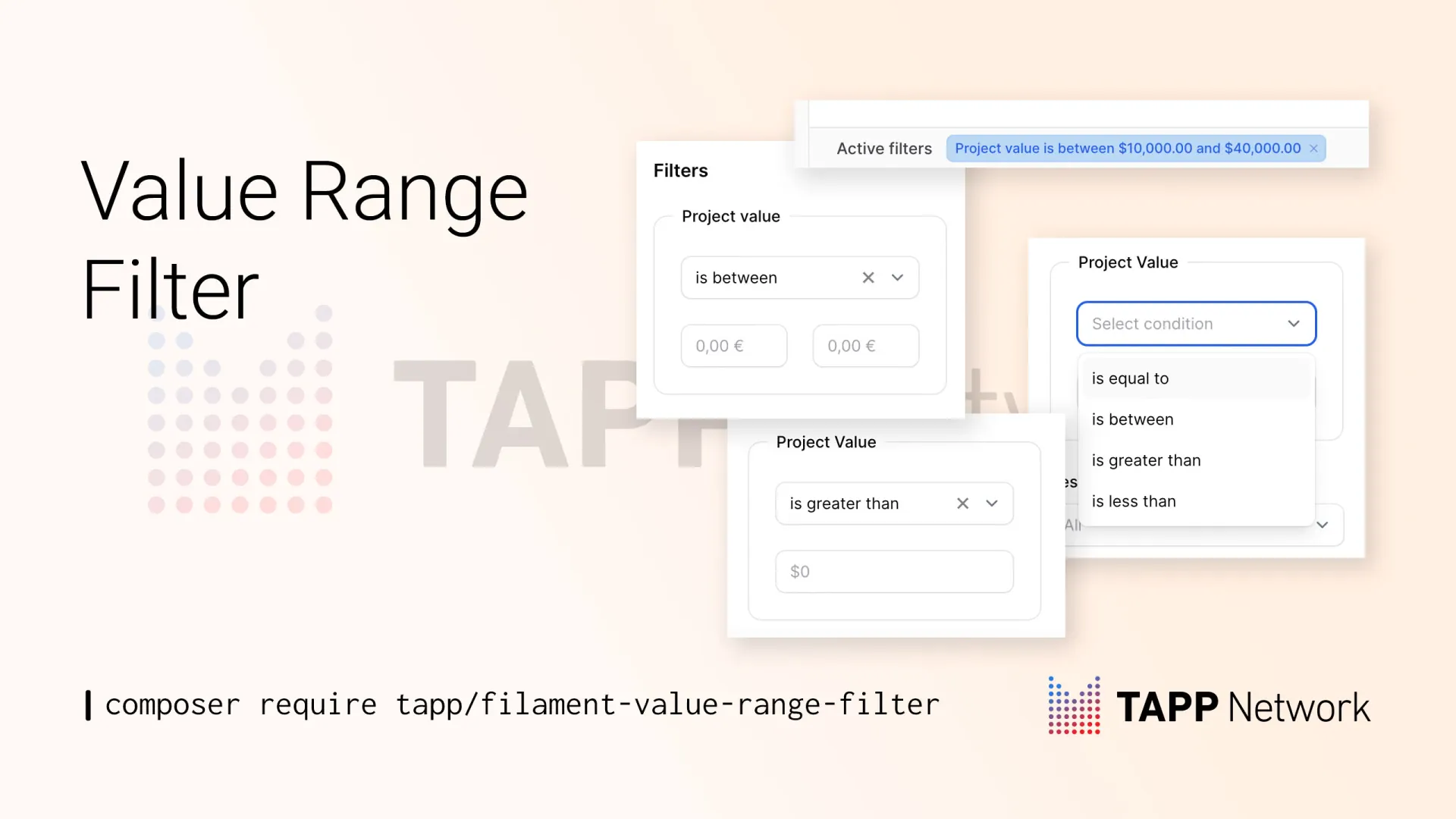 Value Range Filter by Tapp Network - Filament