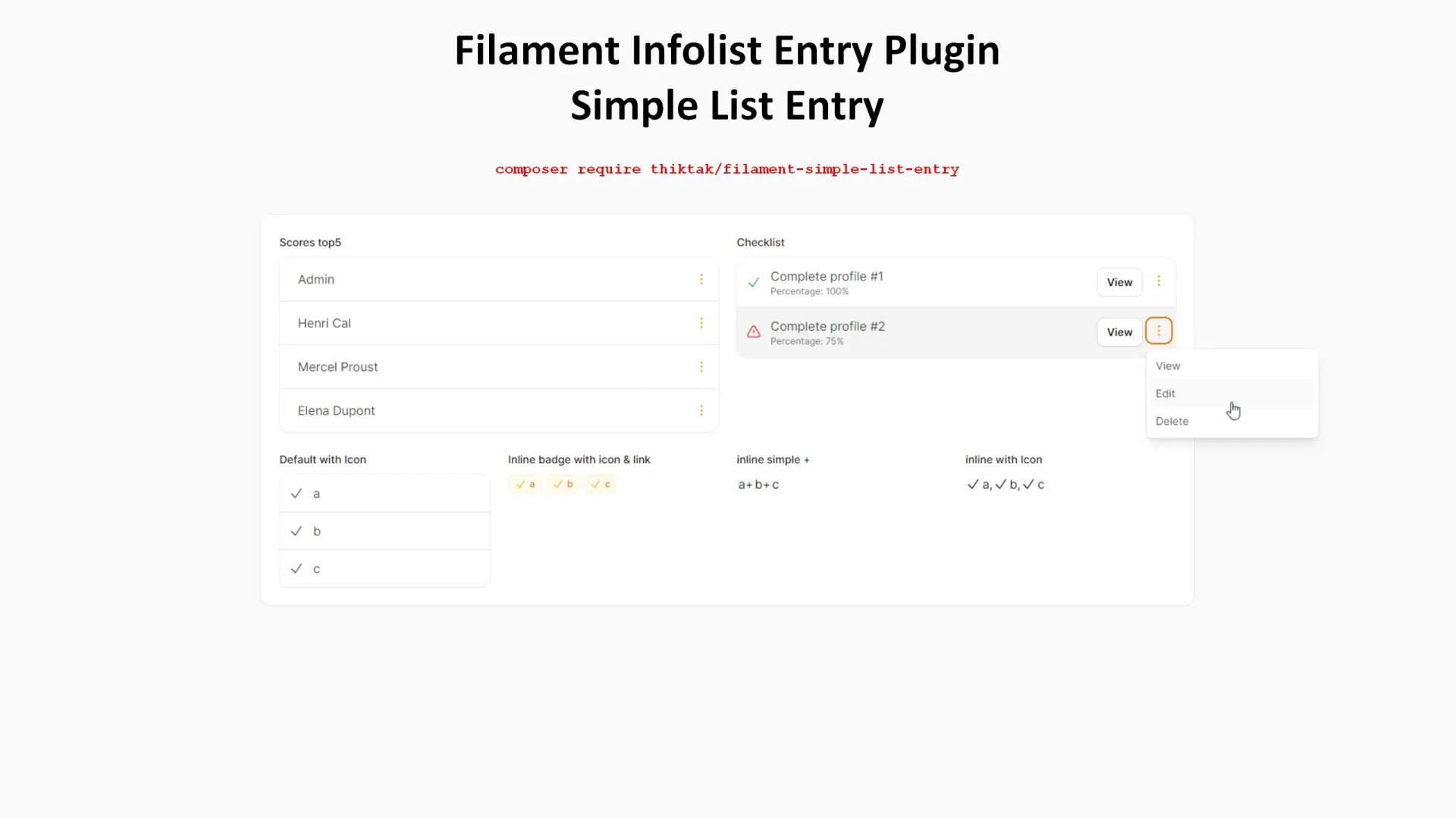Simple List Entry by Georges OLIVARES - Filament